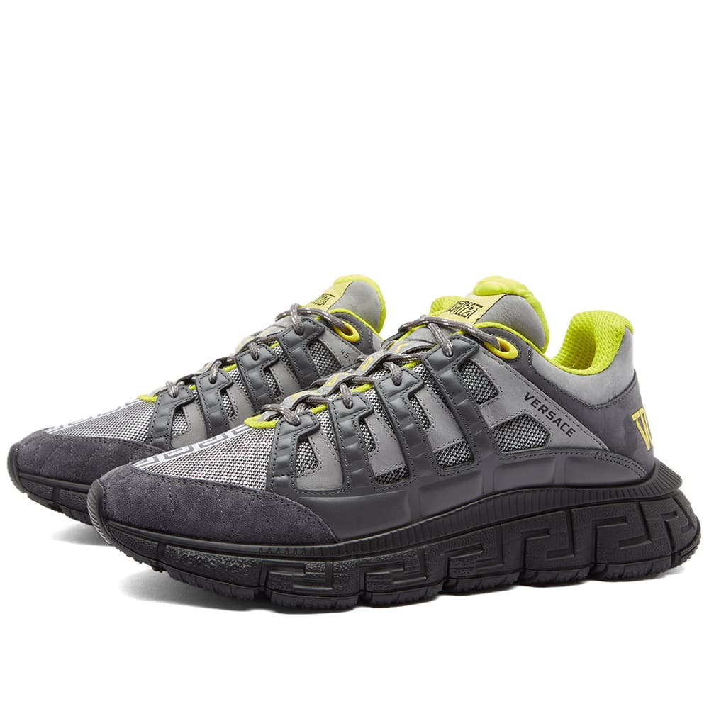 Versace Men's Trigreca Sneakers in Grey/Yellow Versace