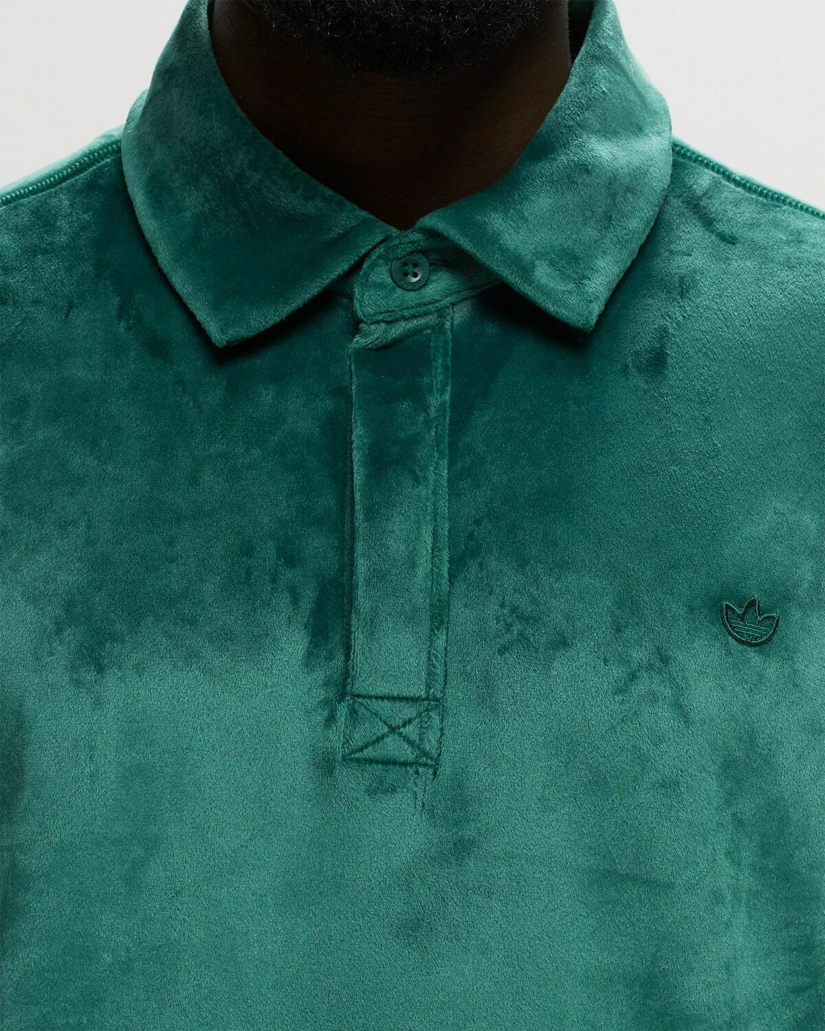 Adidas Premium Essentials+ Velour Ls Polo Green - Mens - Polos adidas