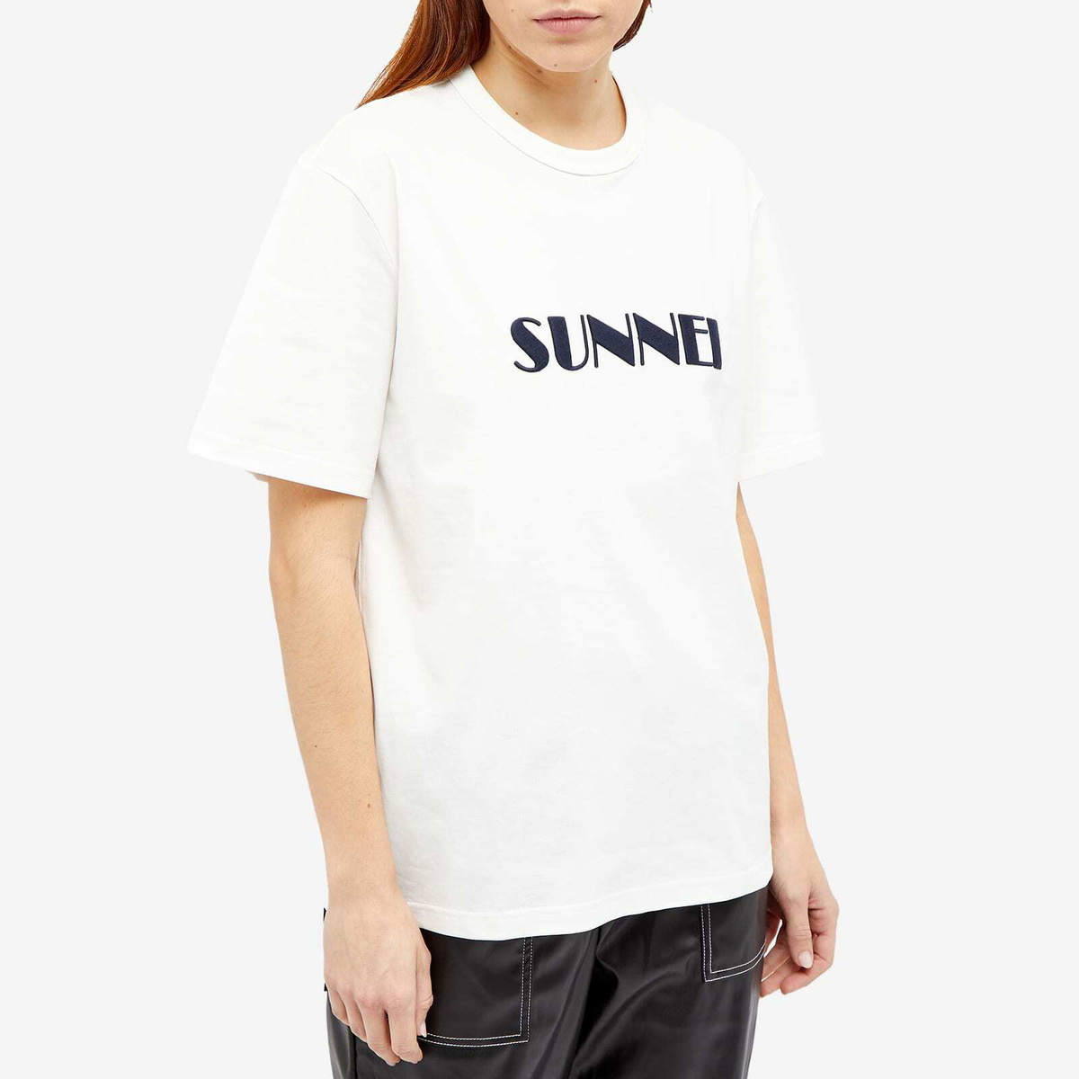 Sunnei Women's Big Logo Embroidered T-Shirt in Off White Sunnei