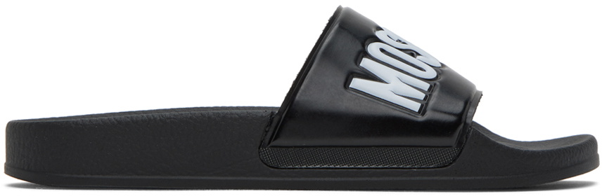 Moschino Black Logo Pool Slides Moschino