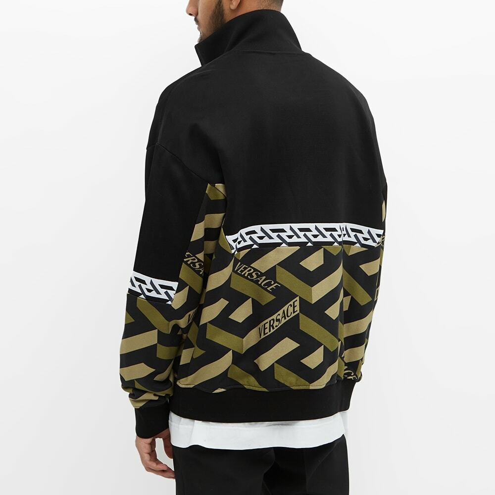 Versace Men's Geometric Logo Track Jacket in Black/Yellow Versace