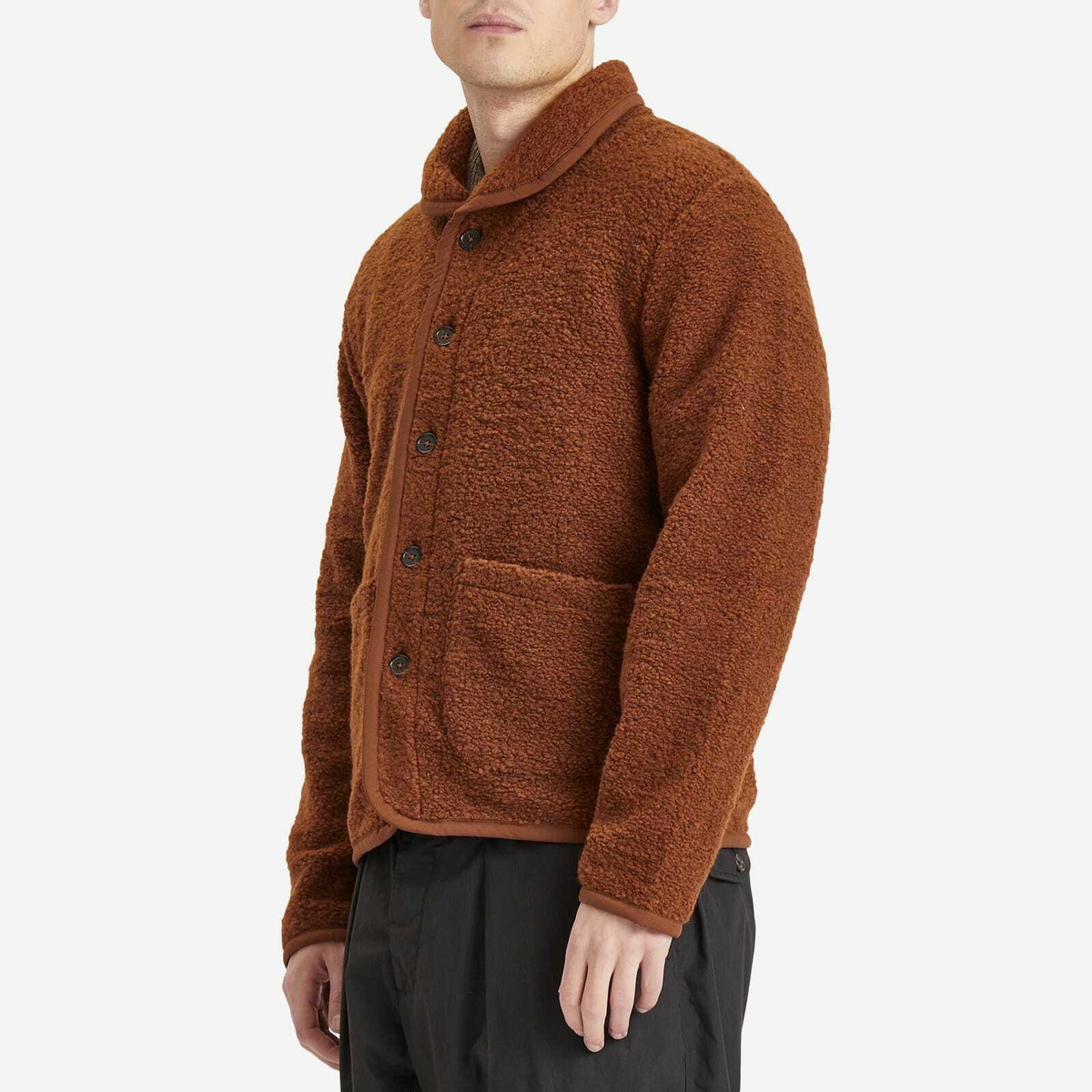 Universal Works Men's Boucle Alvar Fleece Lancaster Jacket in Brown ...
