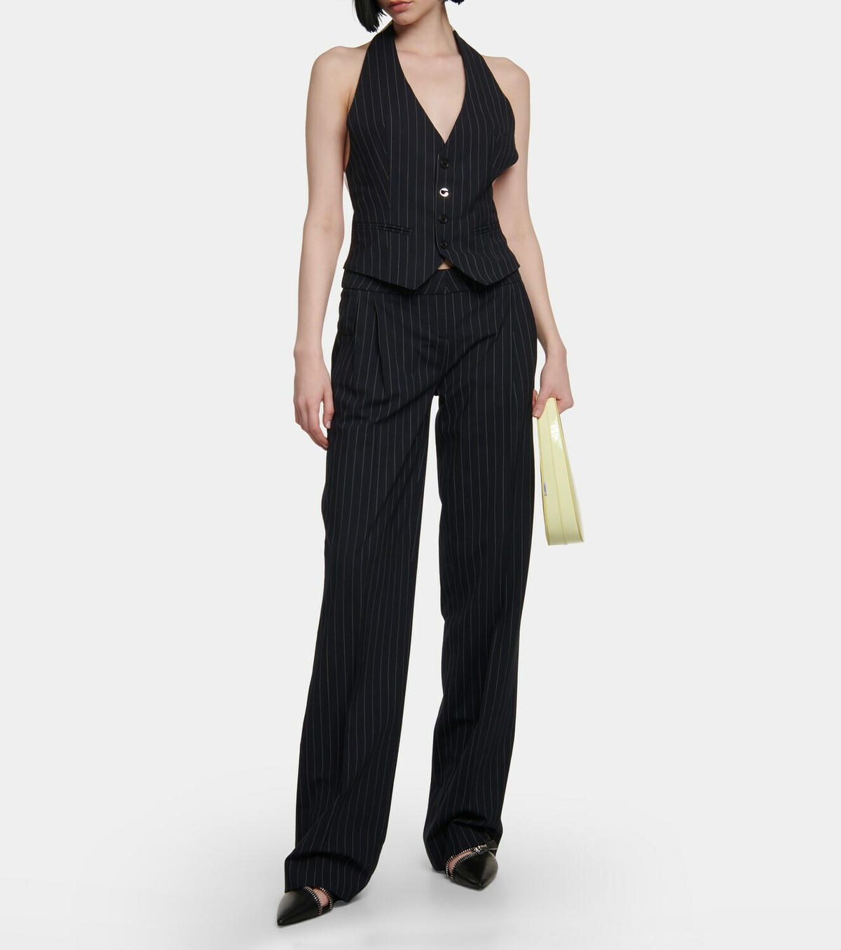 Coperni Pinstripe low-rise wool-blend pants Coperni