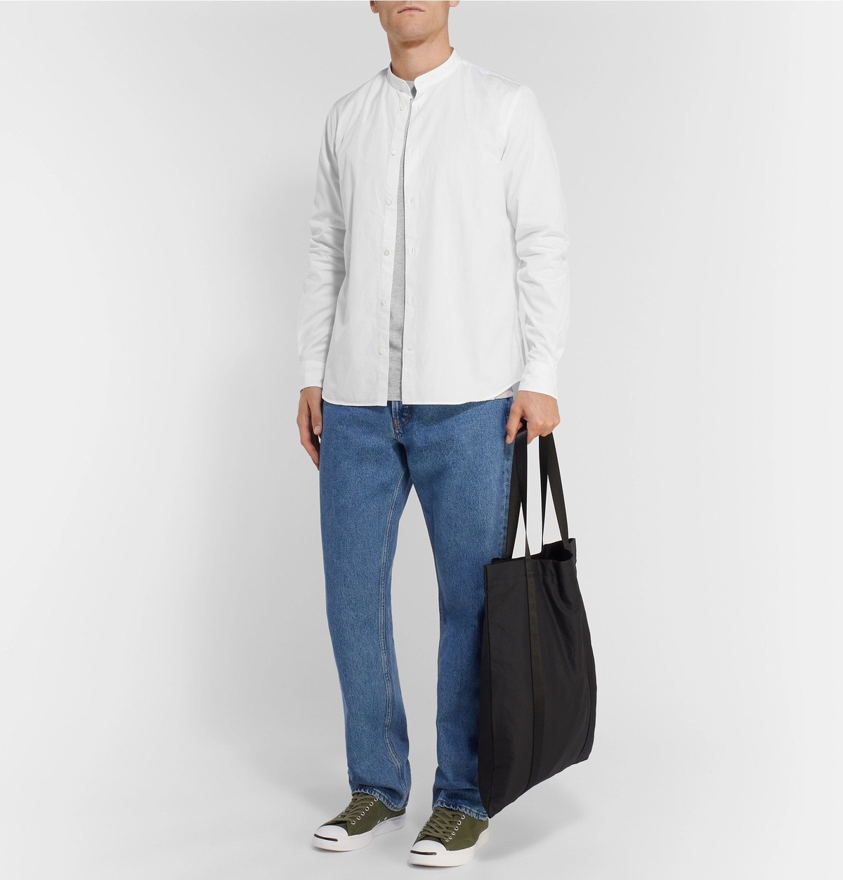 Norse Projects - Hans Grandad-Collar Cotton-Poplin Shirt - White Norse ...