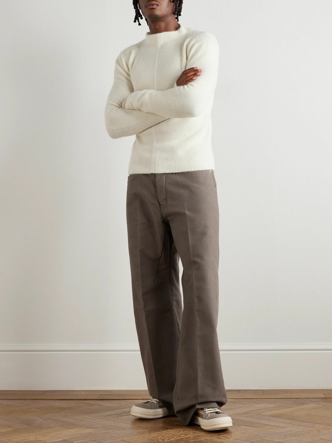 Rick Owens - Slim-Fit Ribbed-Knit Sweater - White Rick Owens