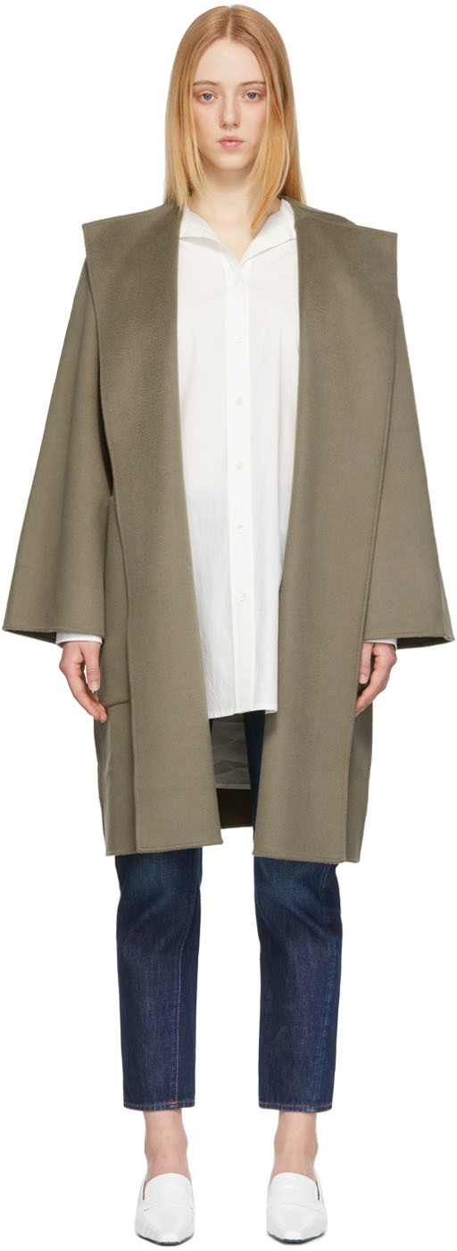 Totême Taupe Doublé Wool Cape Coat Toteme