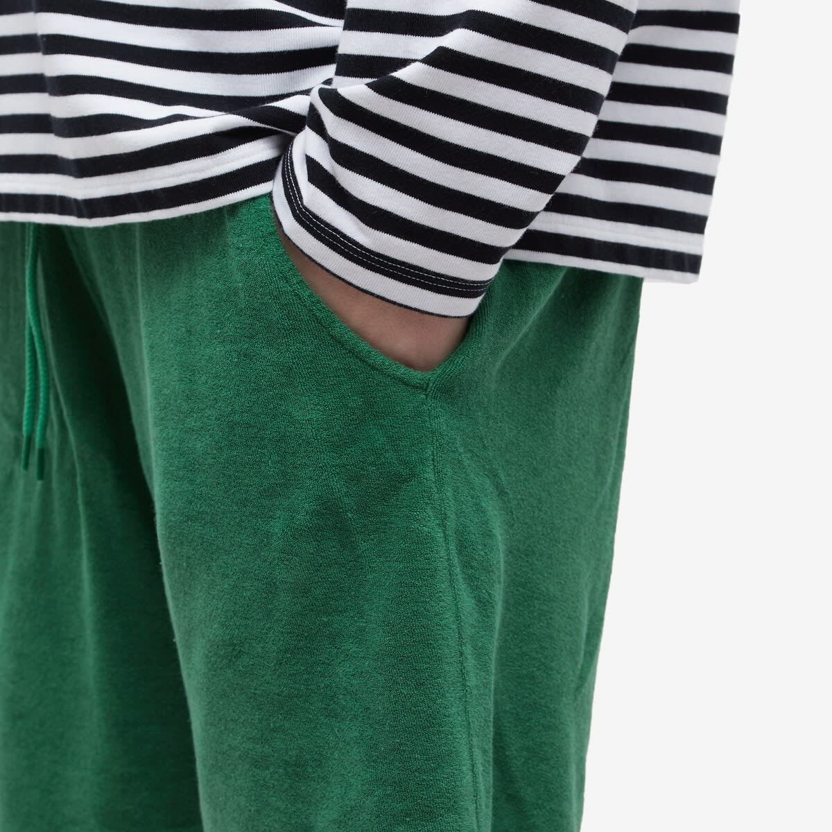 Universal Works Men's Terry Fleece Beach Short in Green Universal Works