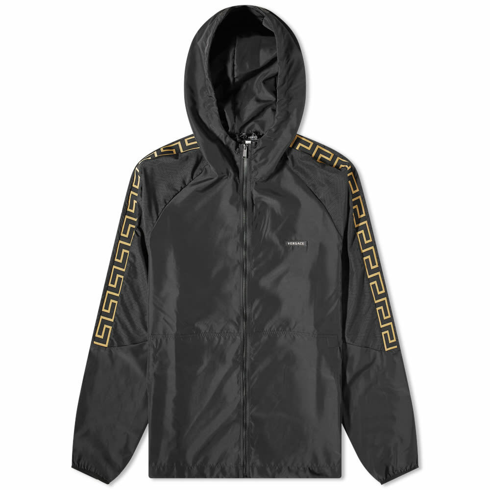 Versace Men's Logo Popover Hooded Track Jacket in Black Versace