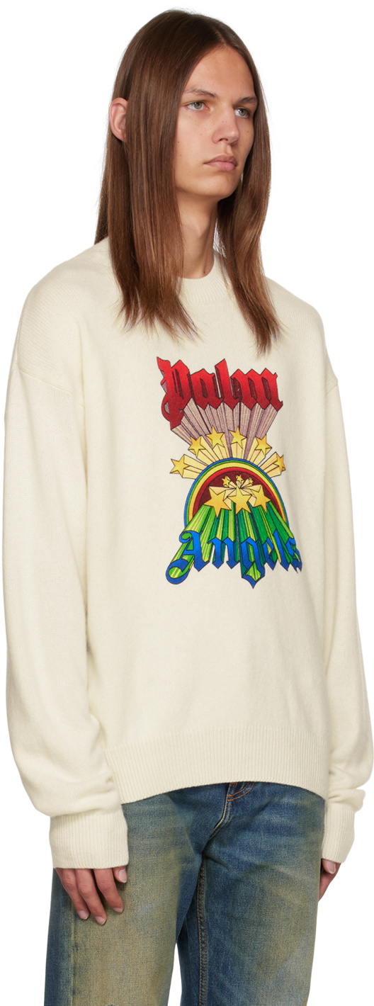 Palm Angels White Graphic Sweater Palm Angels