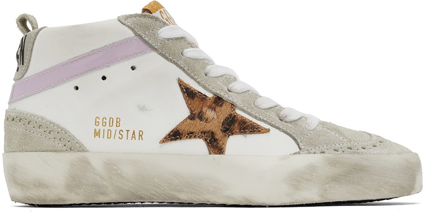 Golden Goose SSENSE Exclusive White & Gray Mid Star Classic Sneakers ...