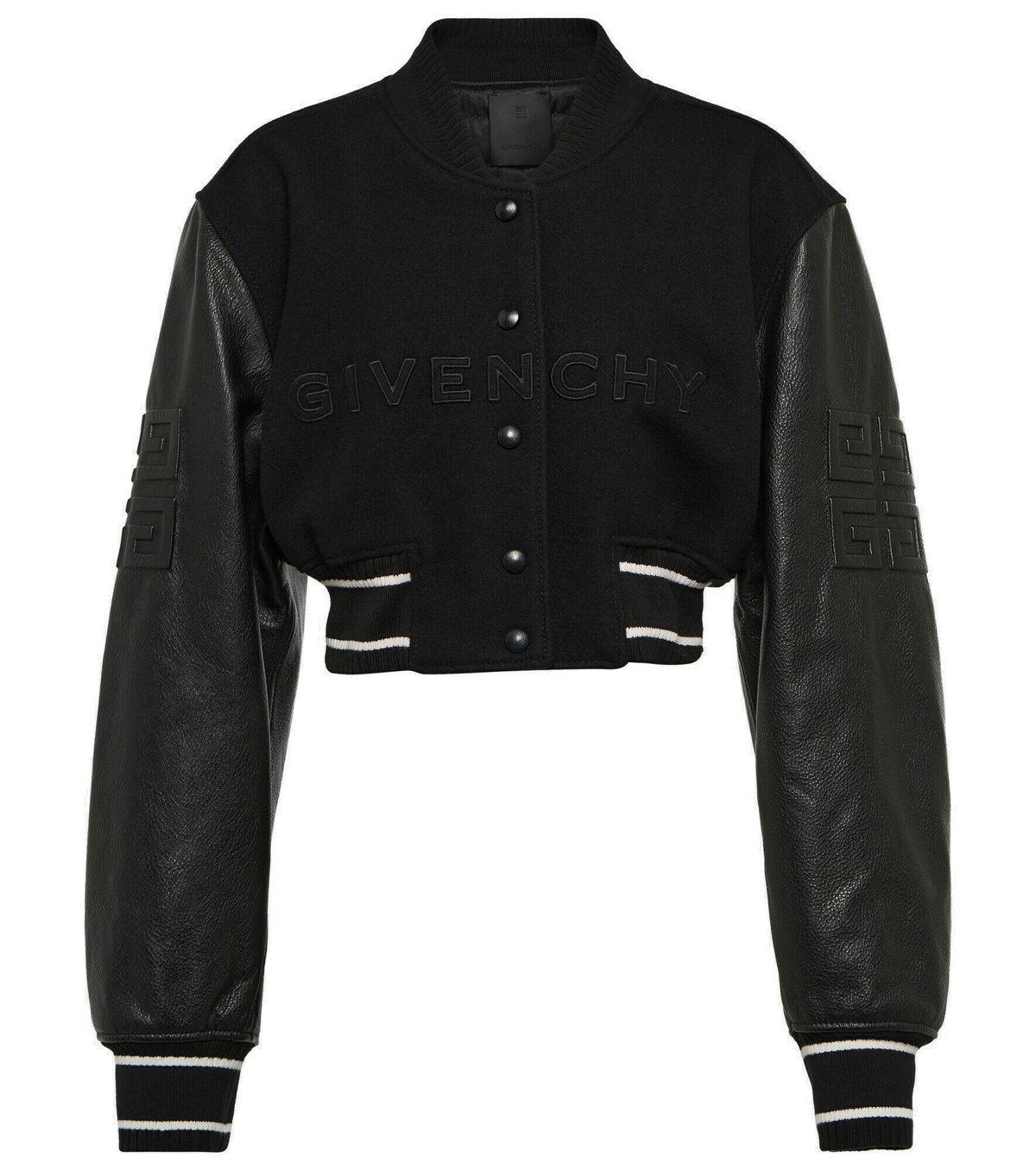 Givenchy - Wool and leather cropped bomber jacket Givenchy