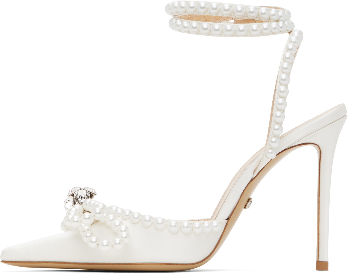 MACH & MACH White Double Bow With Pearls Heels MACH & MACH