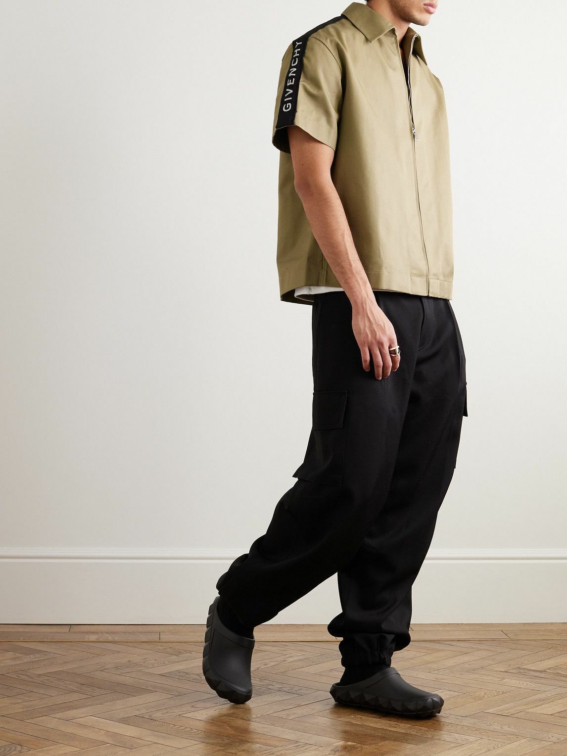 Givenchy - Logo-Embroidered Cotton-Canvas Shirt - Neutrals Givenchy