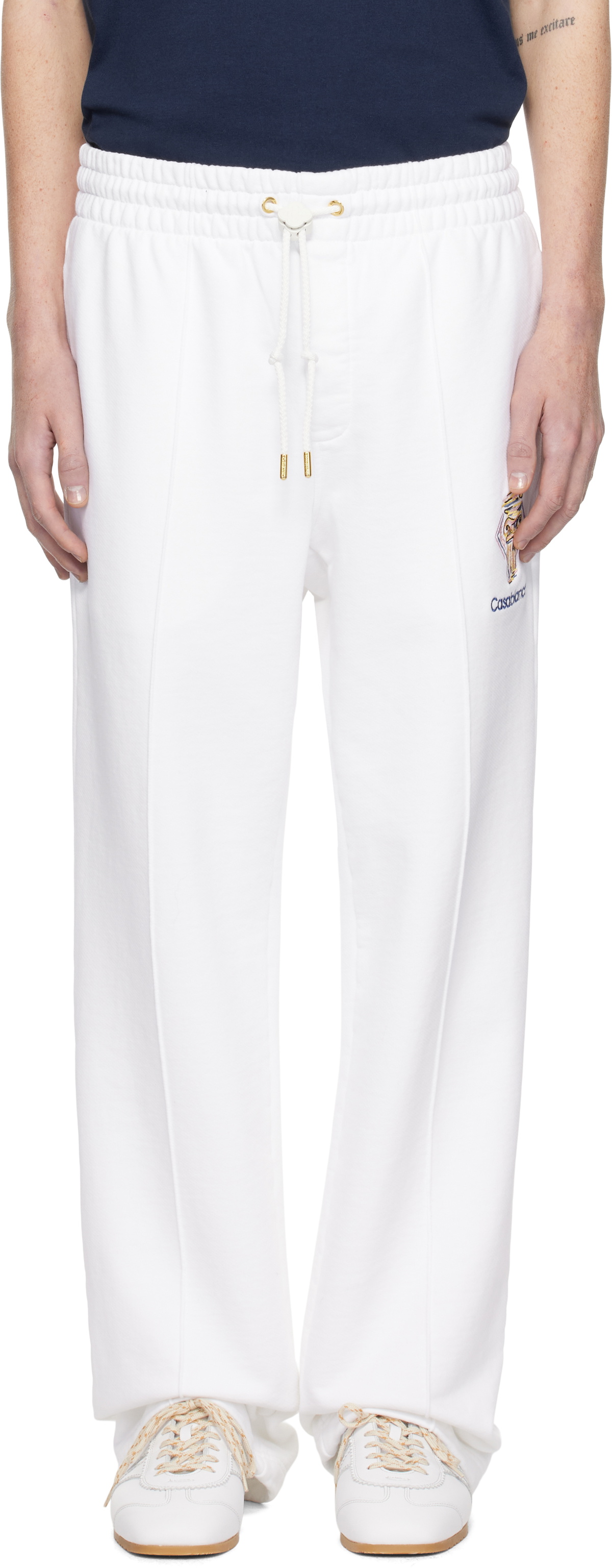 Casablanca White Diamond Column Embroidered Sweatpants Casablanca