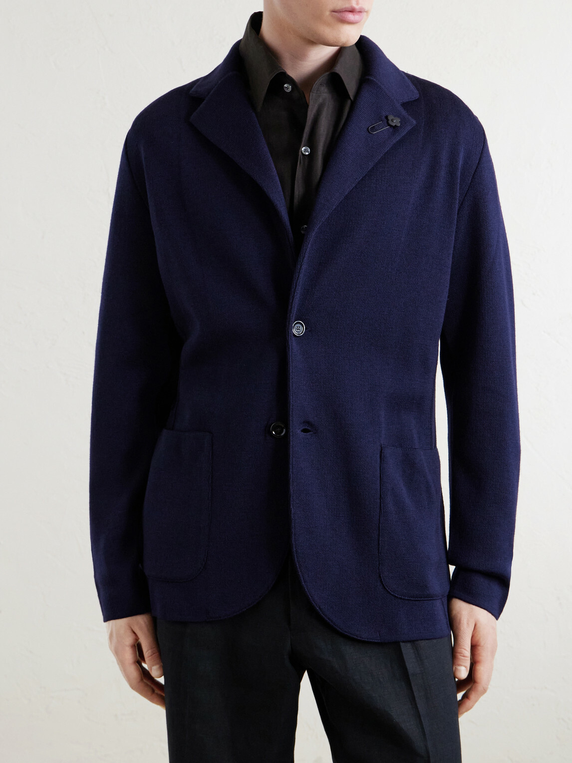 Lardini - Knitted Virgin Wool Blazer - Blue Lardini