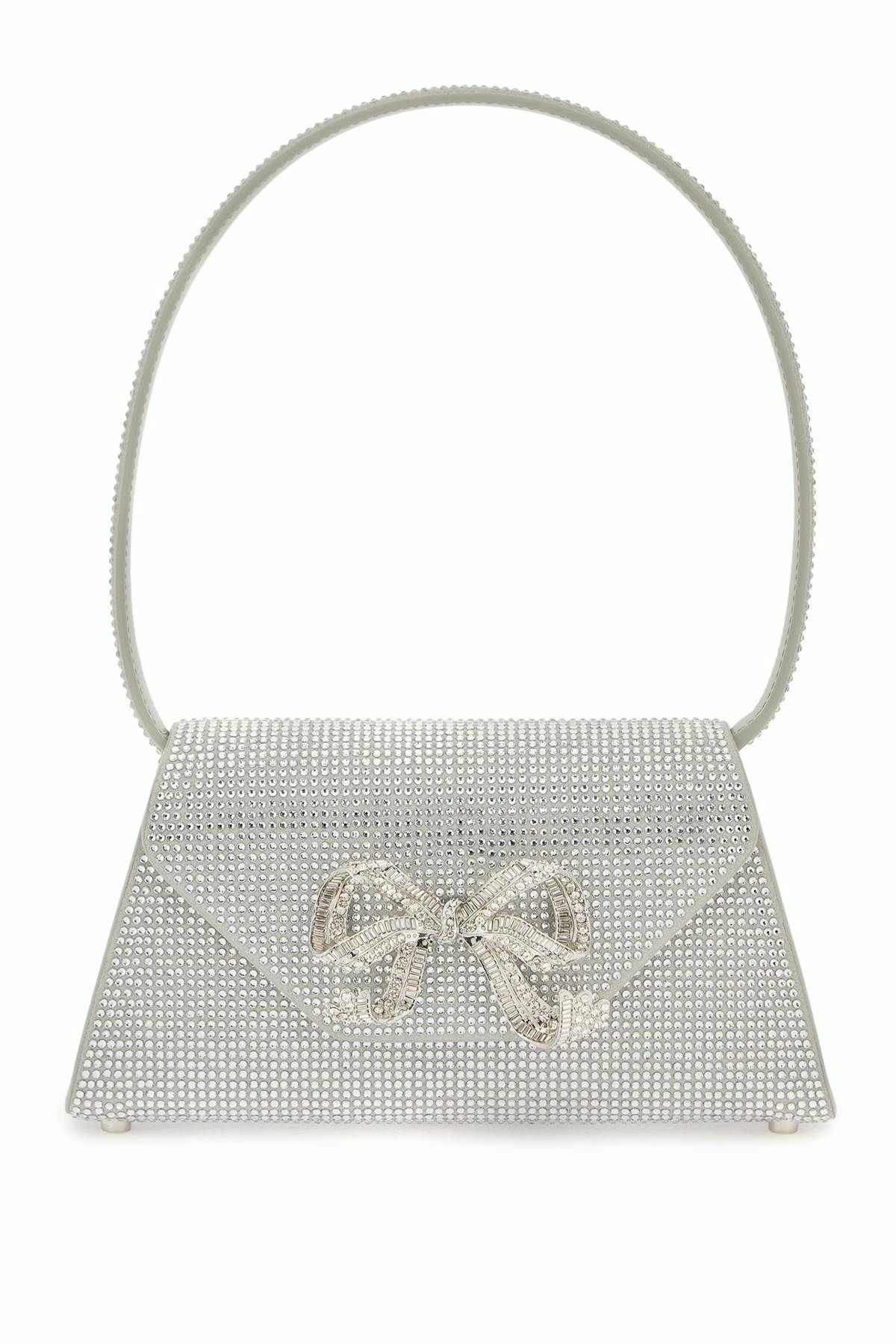 SELF PORTRAIT bow mini shoulder bag with rhinestones Black Self-Portrait