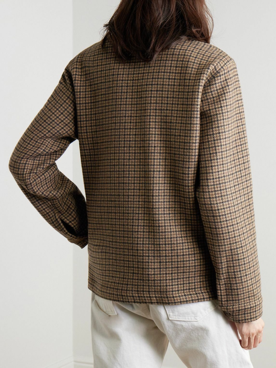 Hartford - Houndstooth Wool-Blend Overshirt - Brown Hartford