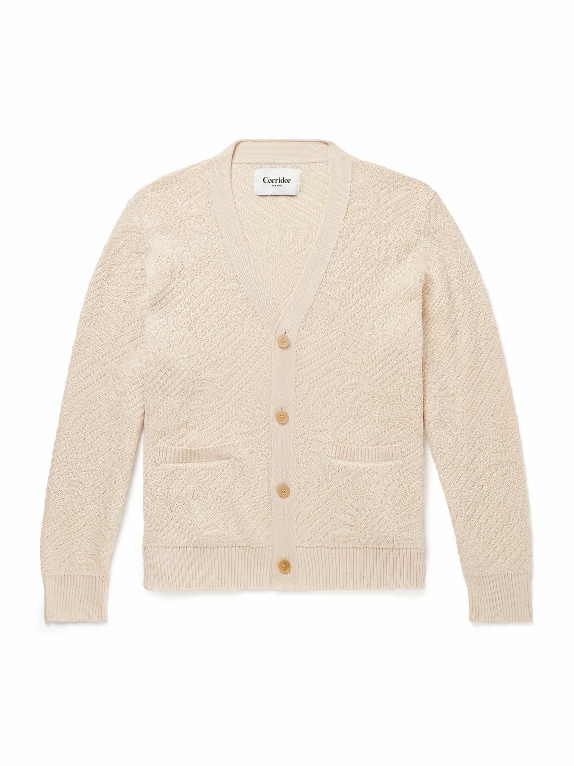 Corridor - Sunflower Jacquard-Knit Organic Mercerised Cotton Cardigan ...