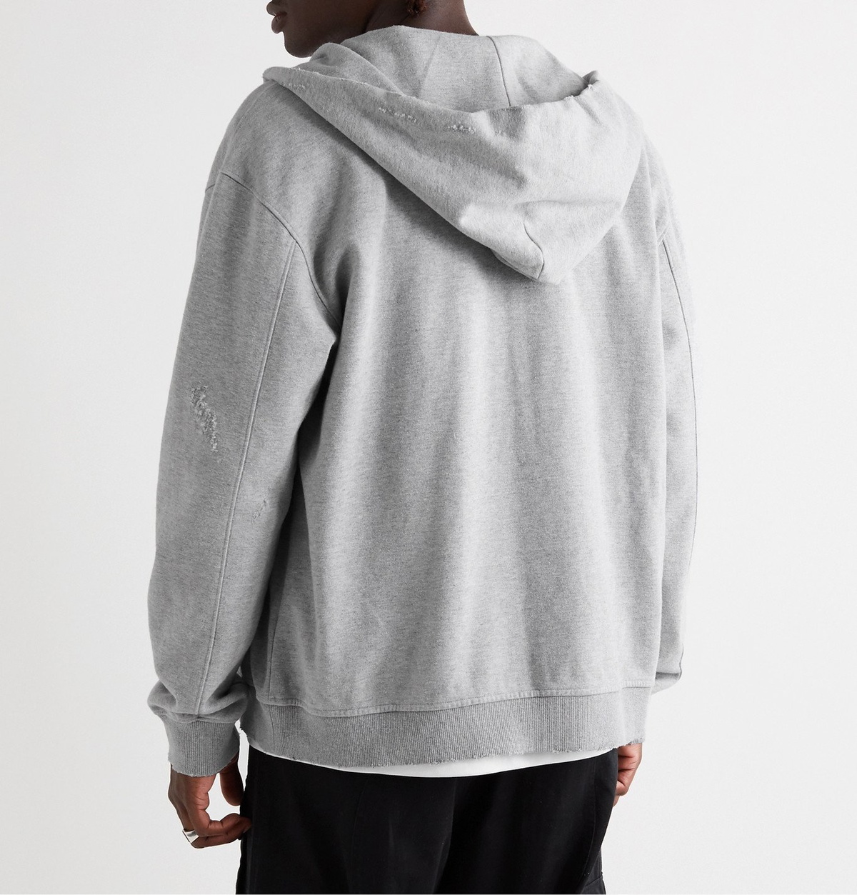 Ader Error - Distressed Logo-Print Cotton-Blend Jersey Zip-Up Hoodie ...