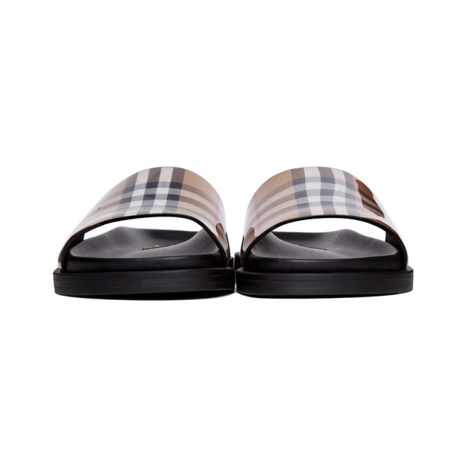 Burberry Tan Vintage Check Slides Burberry