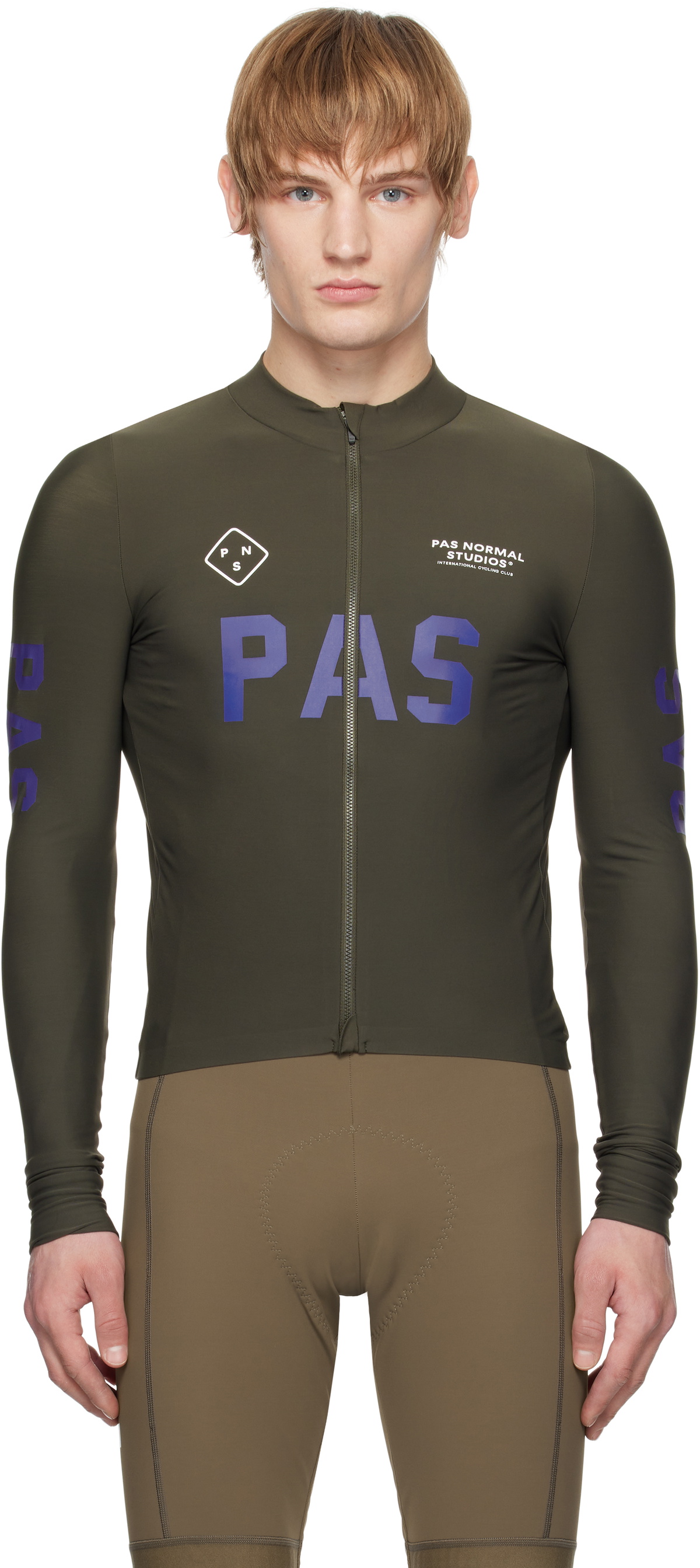 Pas Normal Studios Khaki 'PAS' Mechanism Long Sleeve Cycling Top Pas ...
