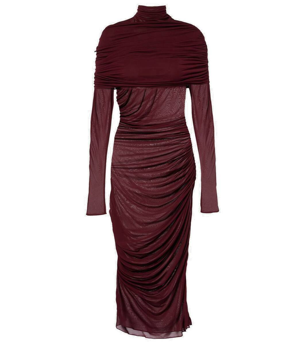 Mugler Sheer ruched midi dress Mugler