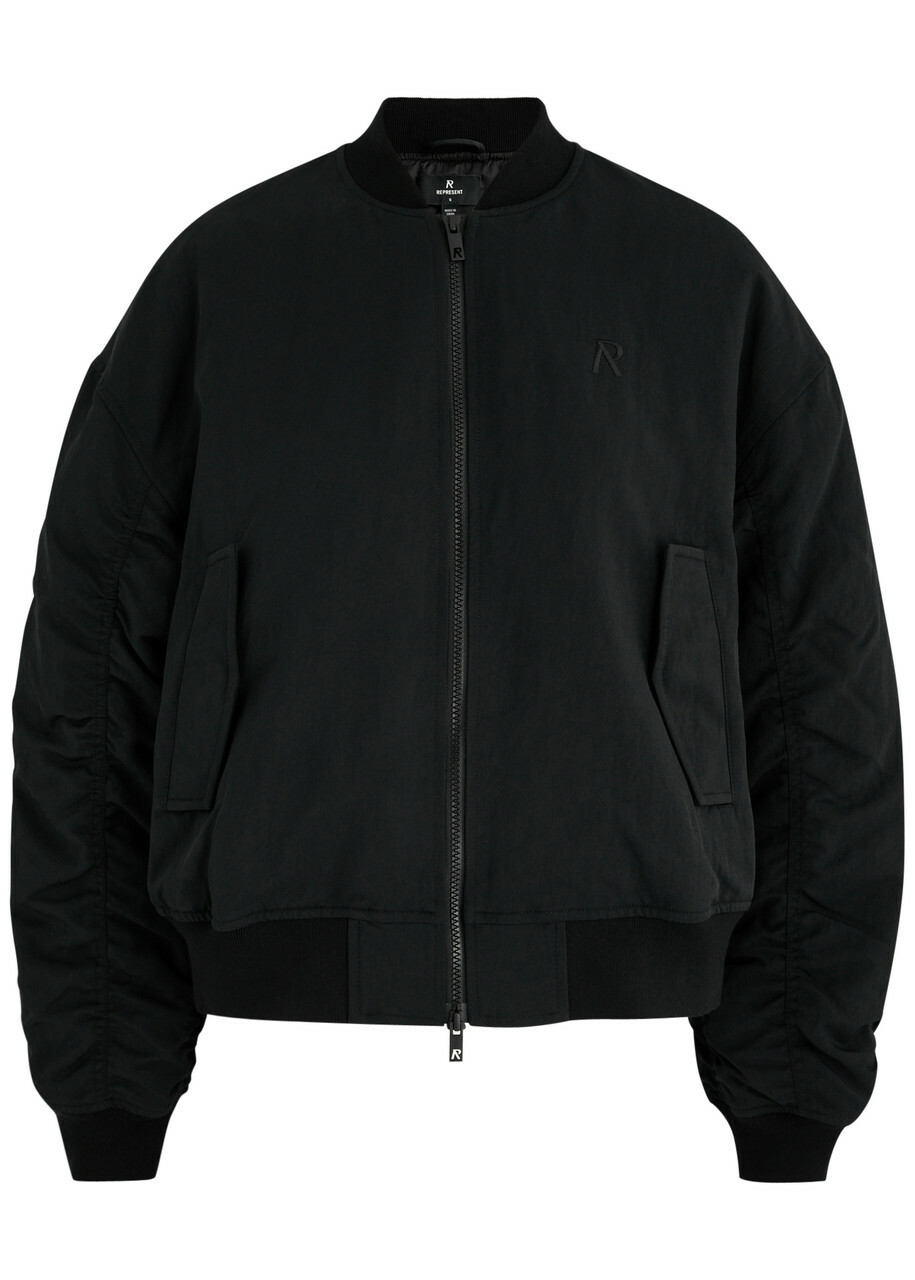 Represent Subway Logo-embroidered Nylon Bomber Jacket Black Represent