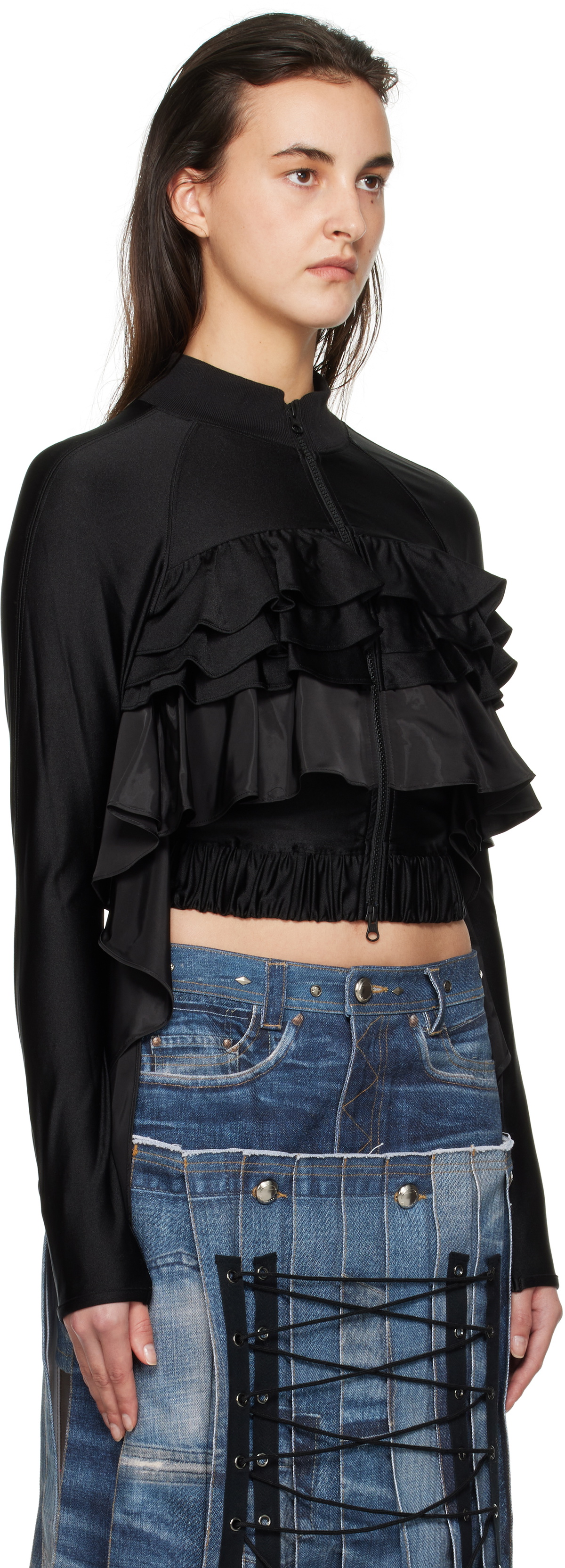 Andersson Bell Black Riley Ruffle Tight Zip Up Jacket Andersson Bell
