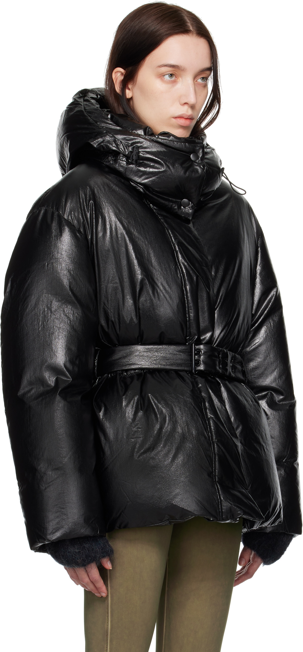 Acne Studios Black Hooded Puffer Down Jacket Acne Studios