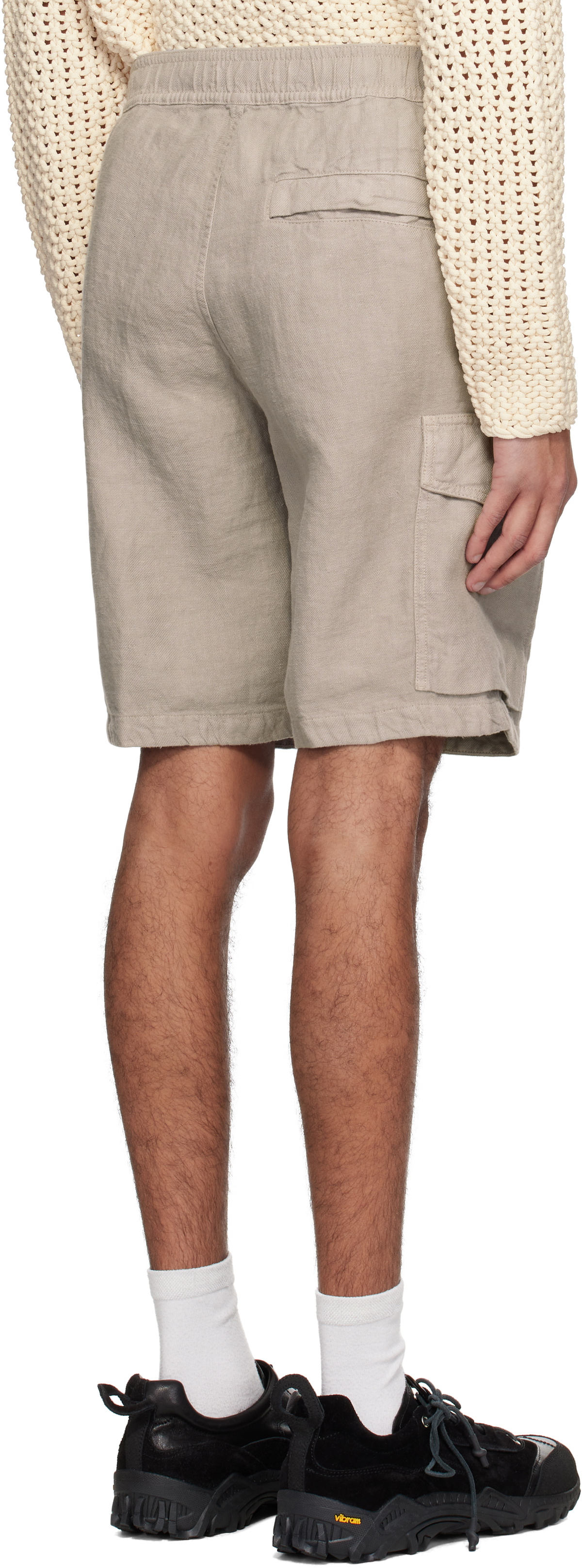 Stone Island Gray Diagonal Linen Cargo Shorts Stone Island