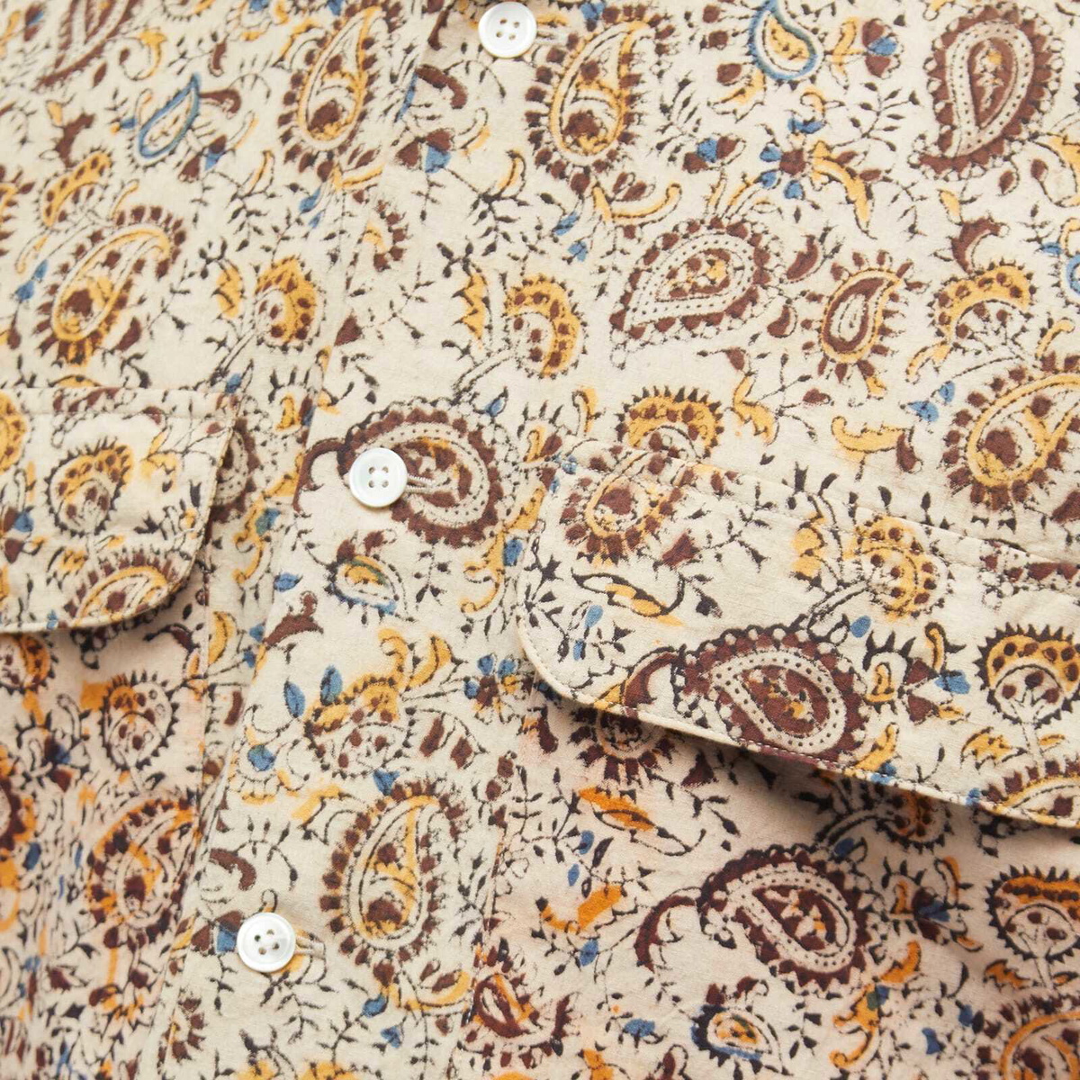 Beams Plus Men's Block Print Vacation Shirt in Beige Beams Plus