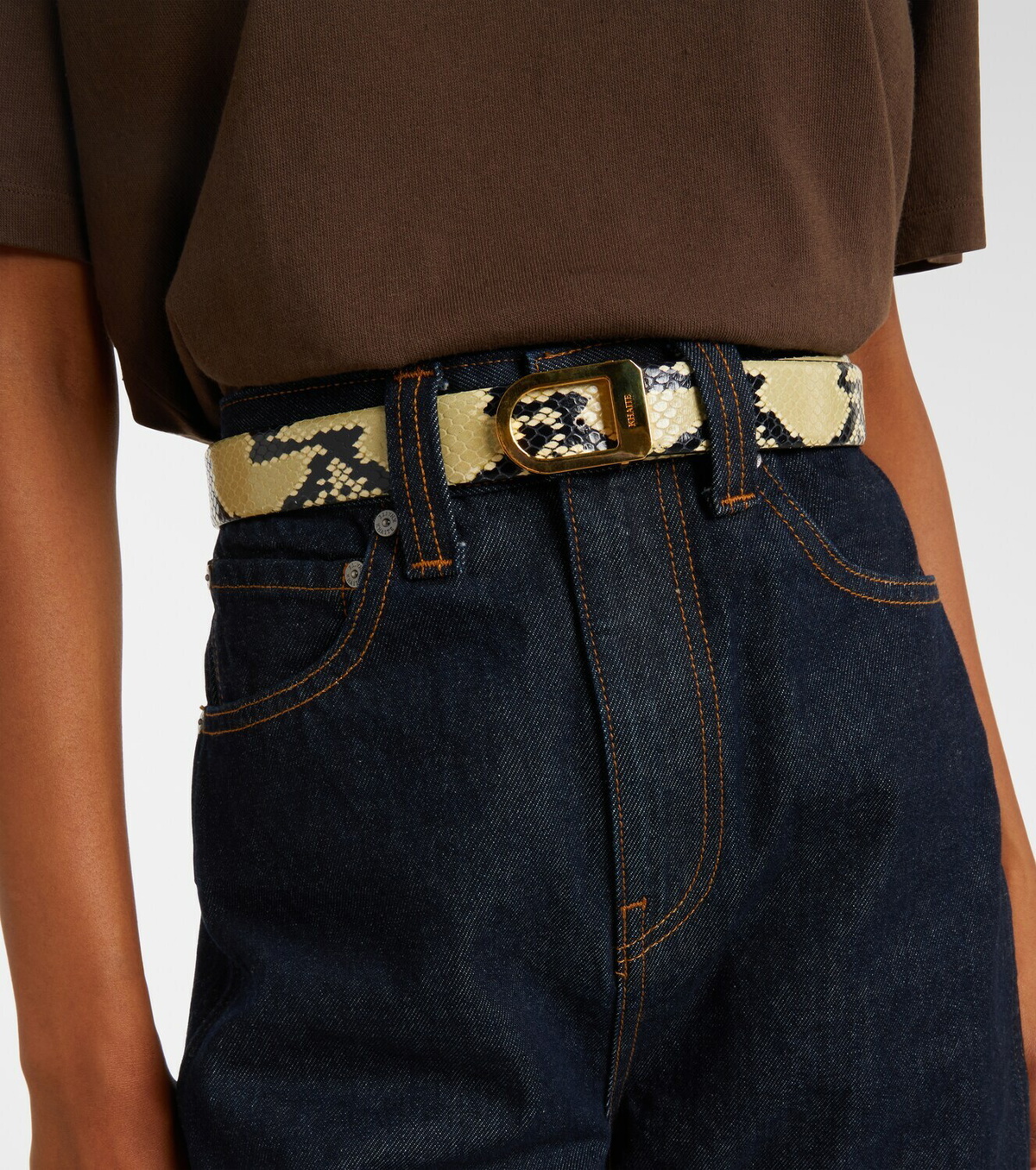 Khaite Saddle 30mm snake-effect leather belt Khaite