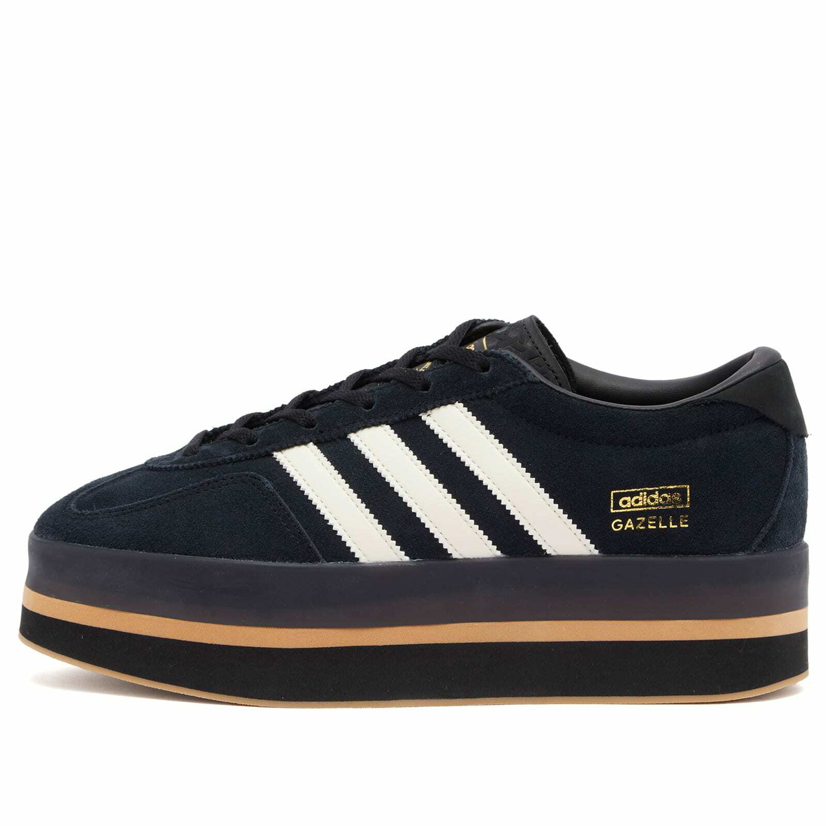 Adidas Women's Gazelle Stack W Sneaker in Black/White/Gum adidas