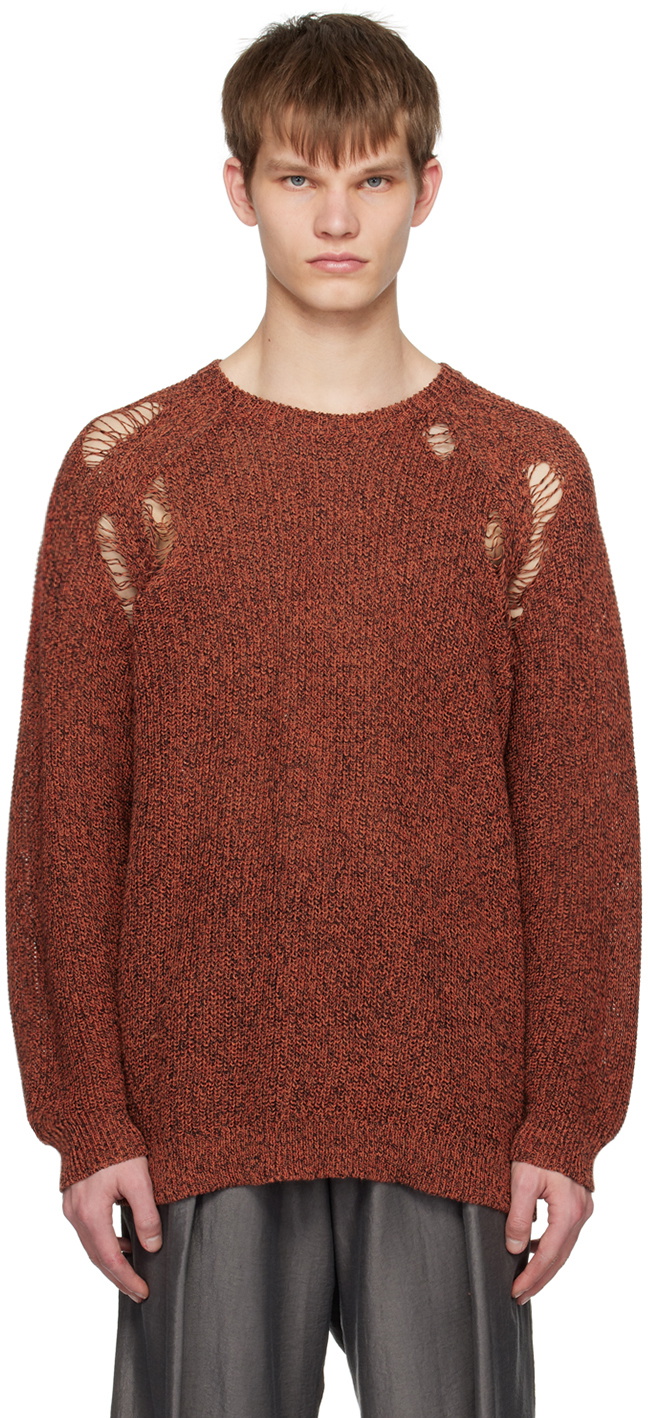 Vein Orange Distressed Sweater VEIN
