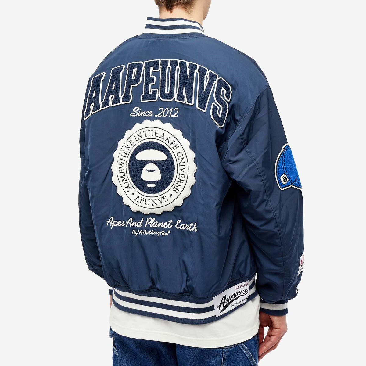 Men's AAPE College Varsity Jacket in Navy AAPE by A Bathing Ape