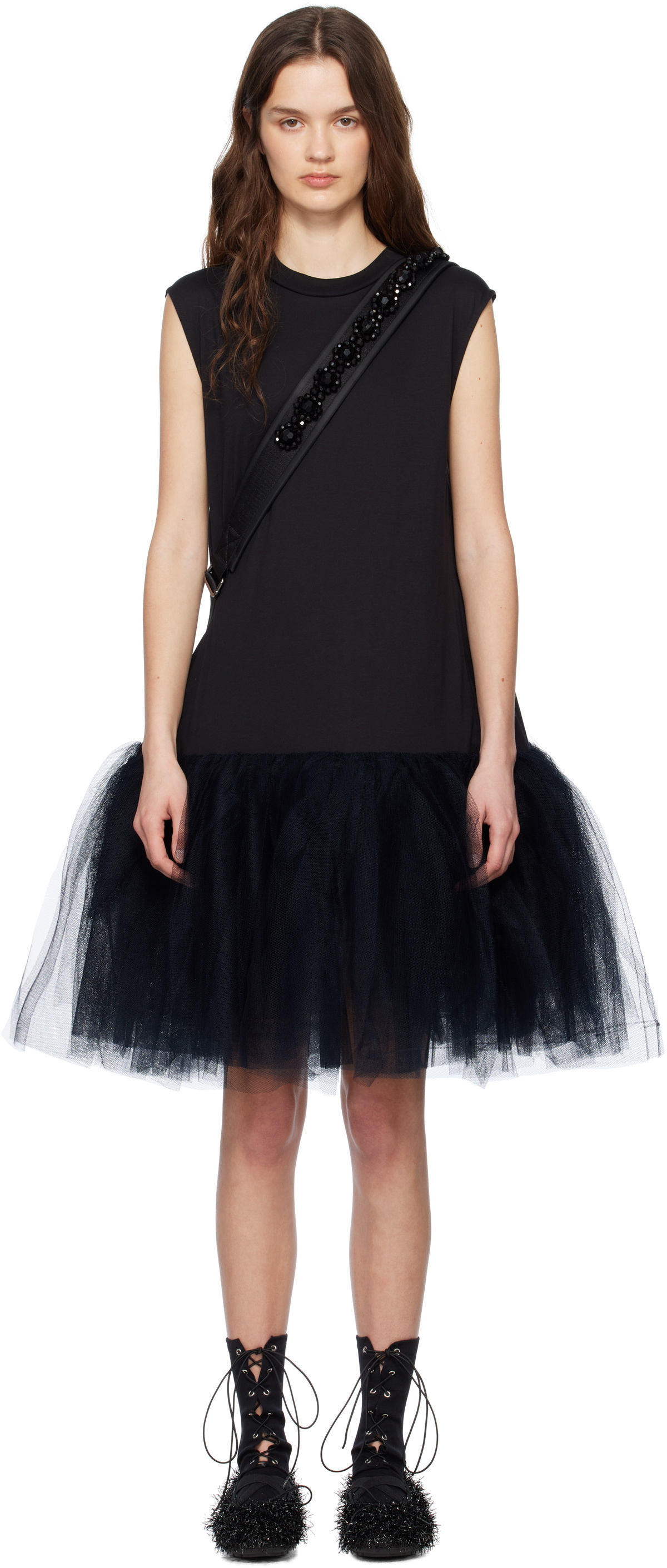 Simone Rocha Black Tulle Overlay Sculpted Dress Simone Rocha Simone Rocha Black Tulle Overlay Sculpted Dress Simone Rocha