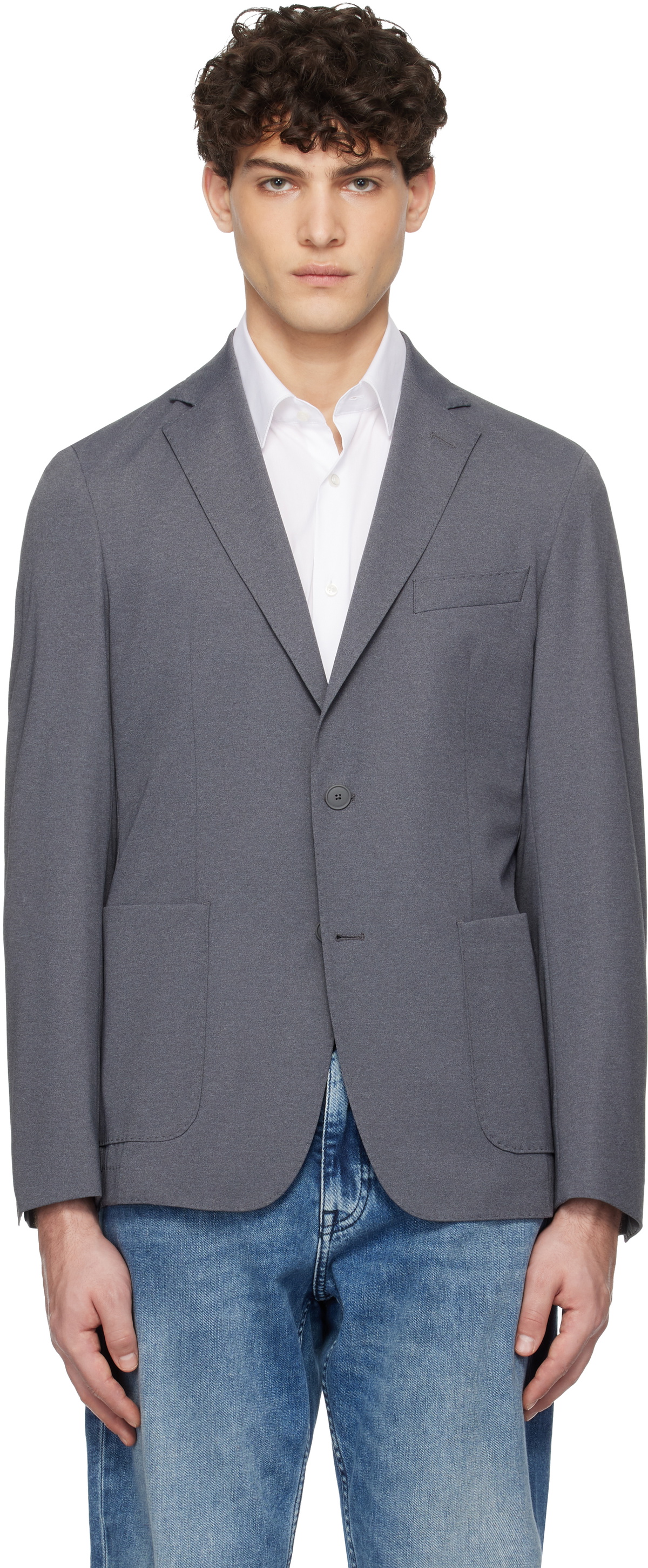 BOSS Gray Slim Fit Blazer BOSS