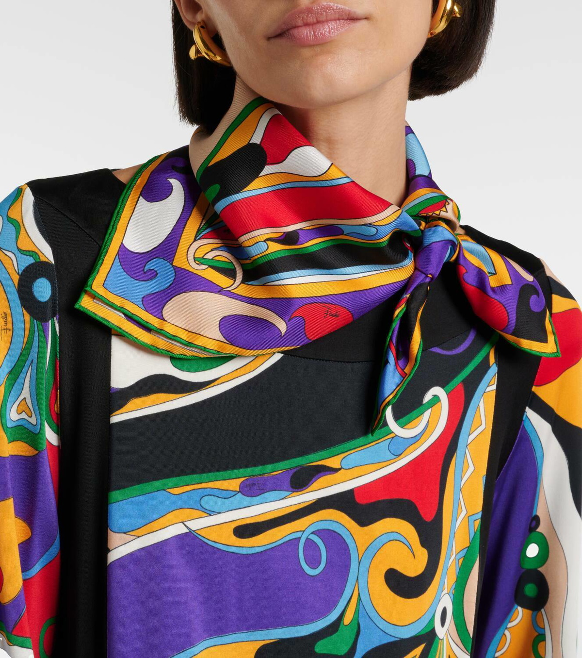 Pucci Orchidee silk twill scarf Emilio Pucci