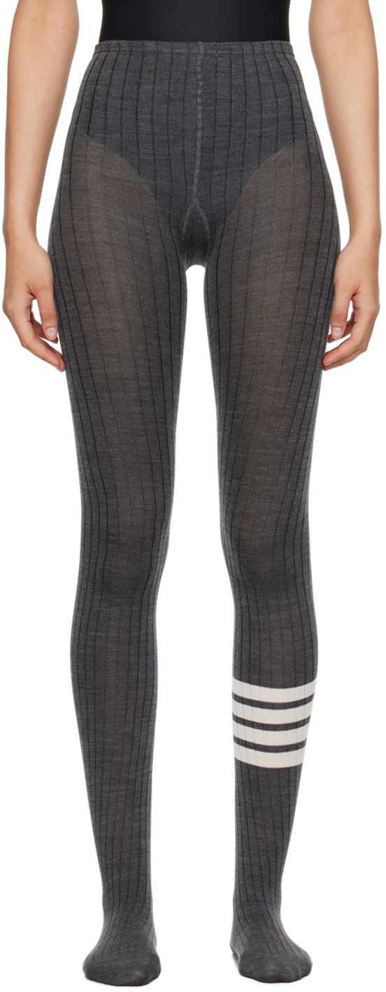 Thom Browne Gray 4-Bar Tights Thom Browne
