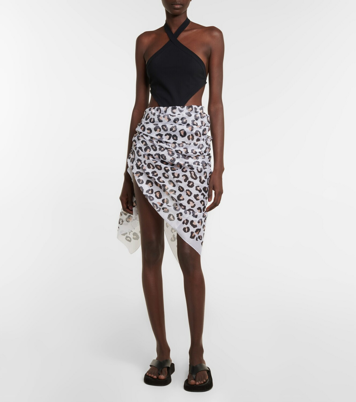 Alaïa Leopard-print cotton beach cover-up ALAÏA
