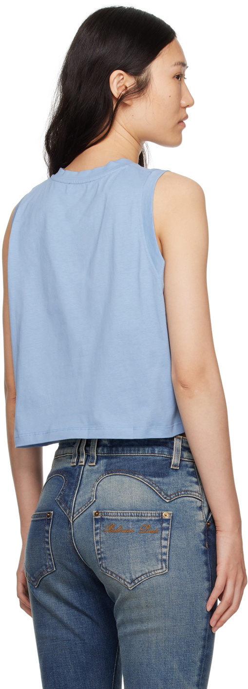 Balmain Blue Flocked Tank Top Balmain