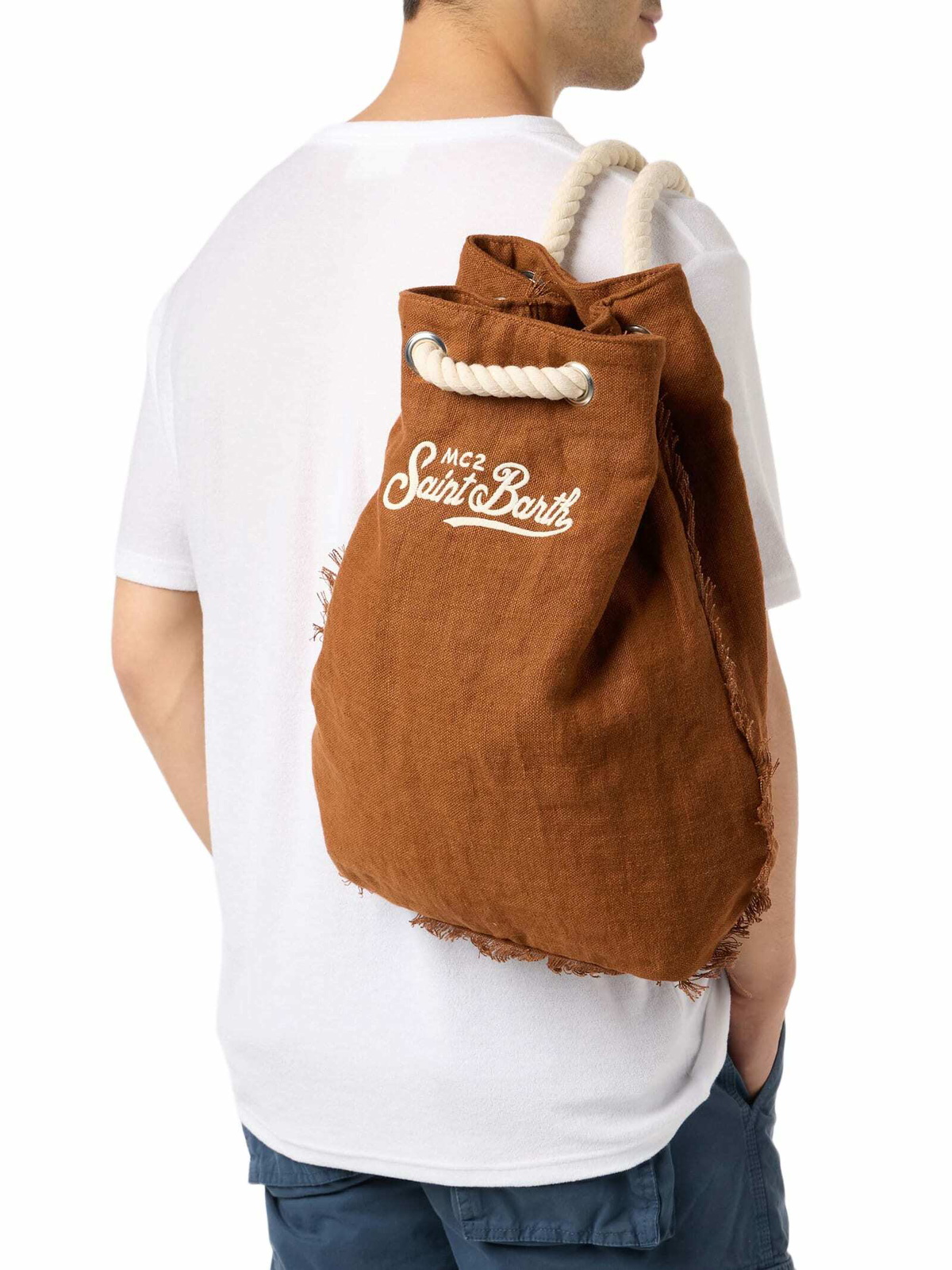 MC2 Saint Barth Brown Boat Linen Backpack MC2 Saint Barth