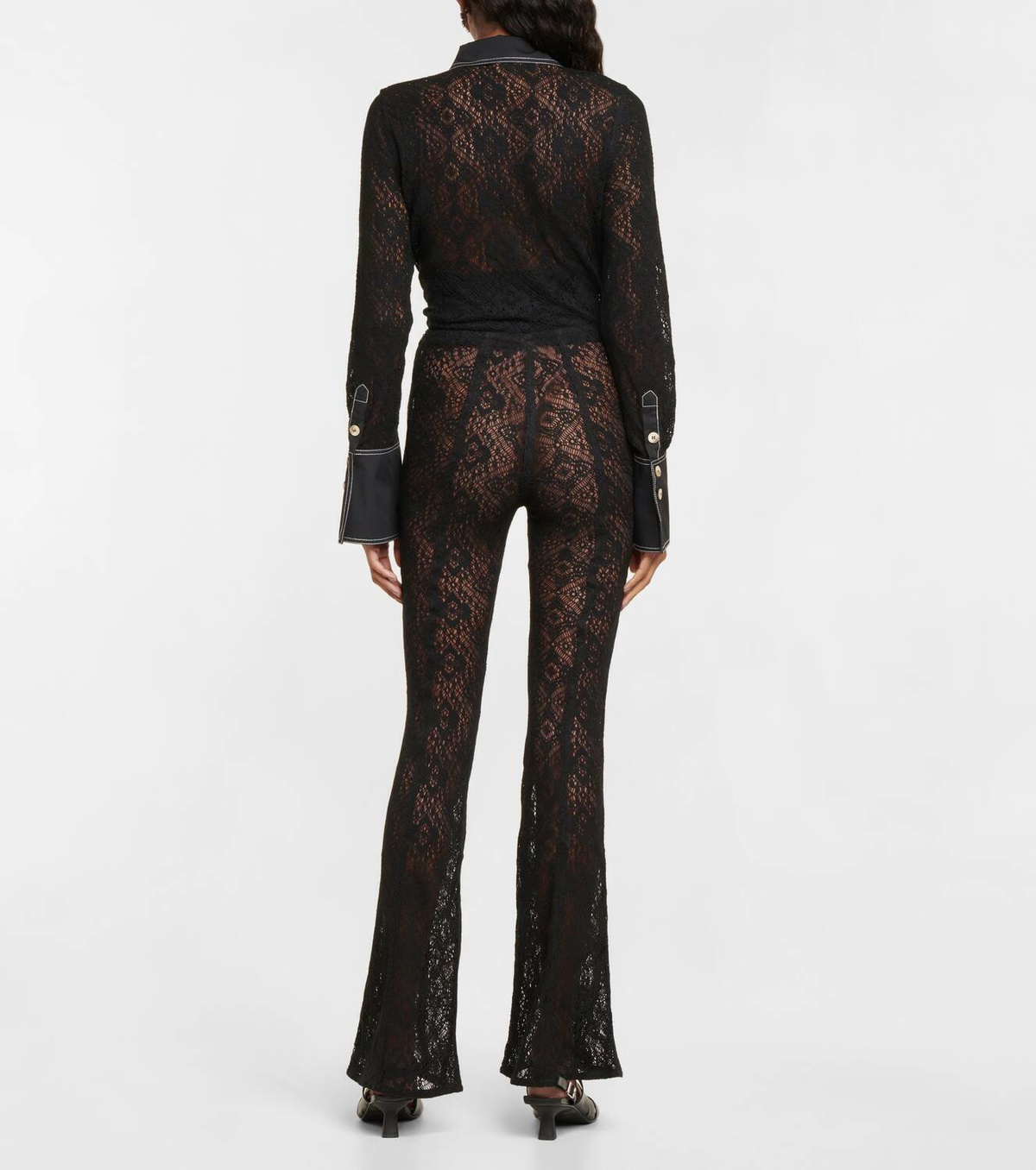 Ganni High-rise lace flared pants GANNI