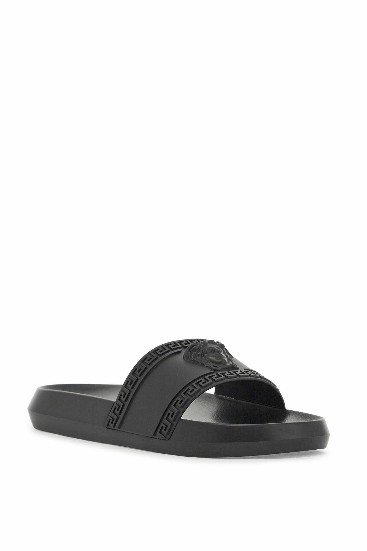 VERSACE palazzo rubber slides Black Versace