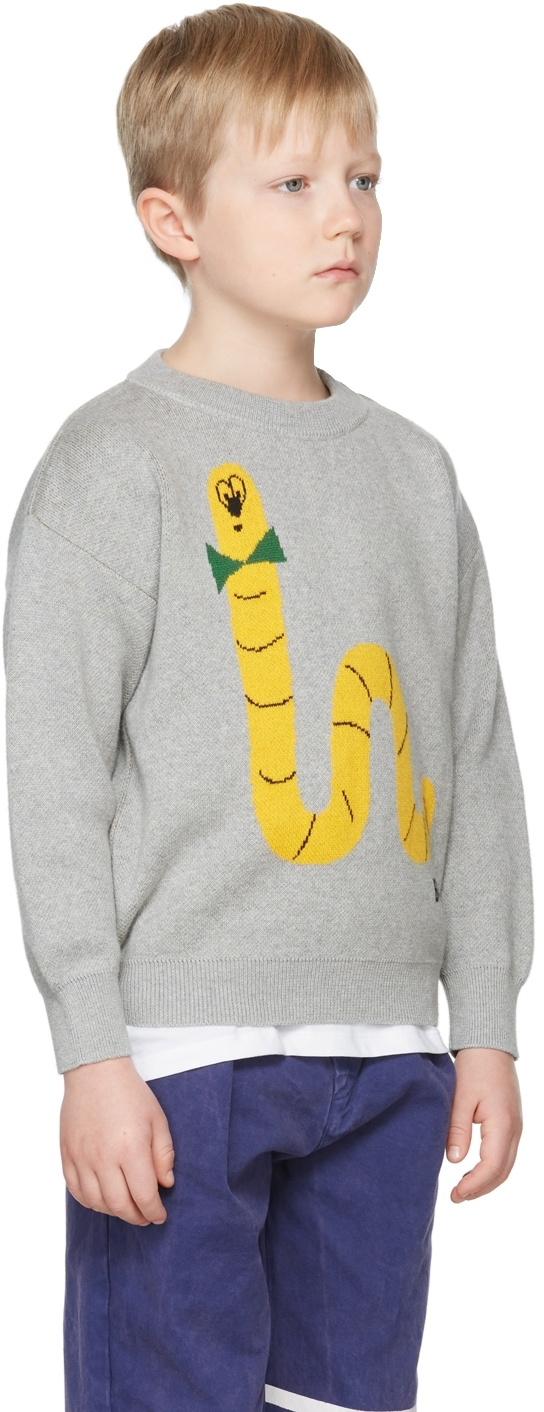 Bobo Choses Kids Grey Scholar Worm Sweater Bobo Choses