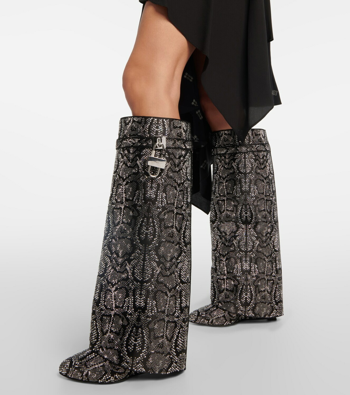 Givenchy Shark Lock snake-effect knee-high boots Givenchy