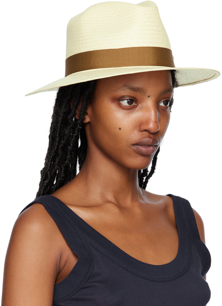 rag & bone Beige Straw Panama Hat Rag and Bone