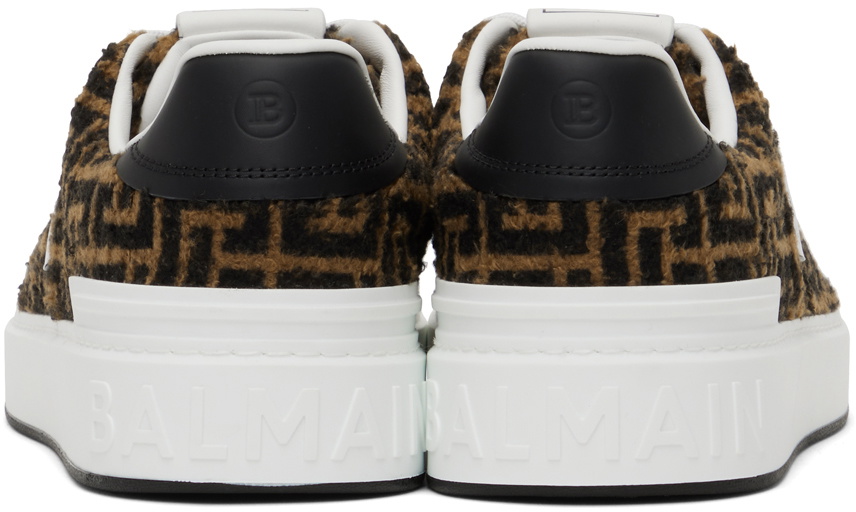 Balmain Brown Jacquard Monogram B-Court Sneakers Balmain