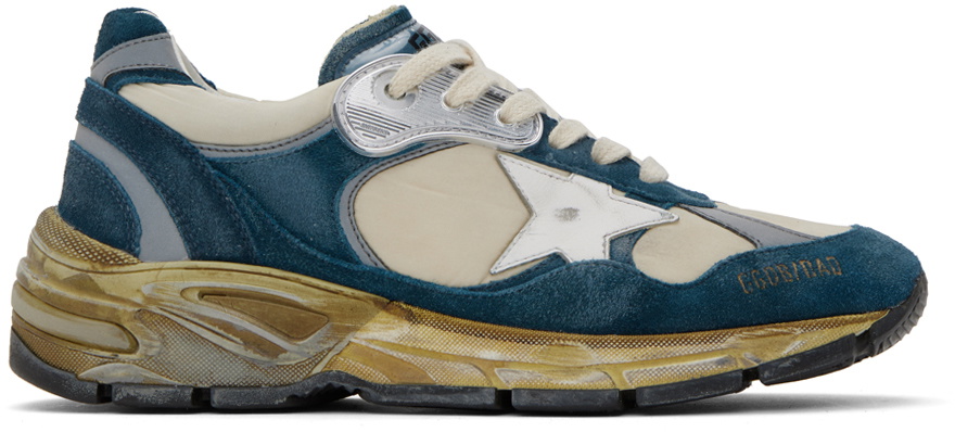 Golden Goose Beige & Blue Dad-Star Sneakers Golden Goose Deluxe Brand