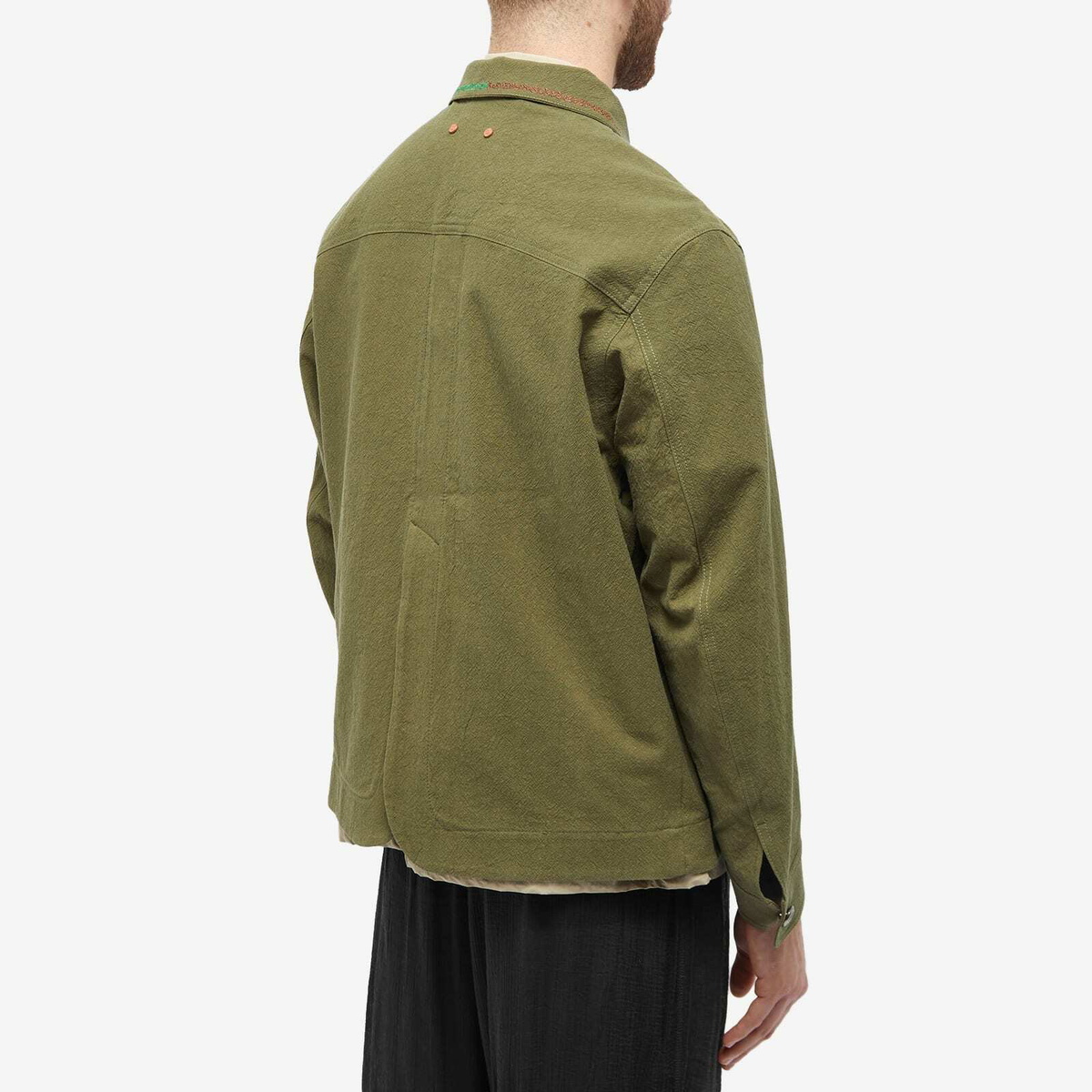 Andersson Bell Men's Flower Embroidery Chore Jacket in Khaki Andersson Bell